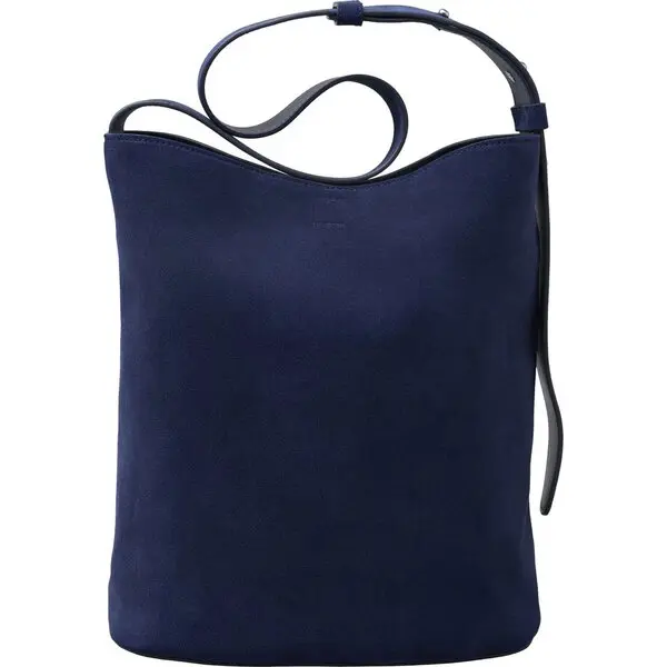 Lié Studio Norma Leather Bucket Tote - Midnight Blue Suede