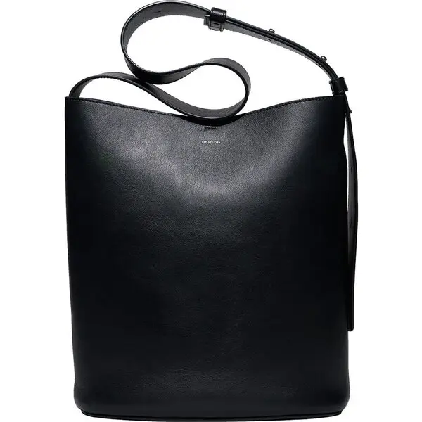 Lié Studio Norma Leather Bucket Tote - Solid Black