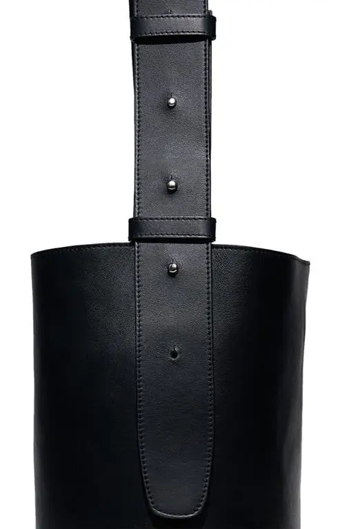 Lié Studio Norma Leather Bucket Tote - Solid Black