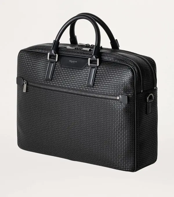 SERAPIAN Coated Canvas And Leather Briefcase - Black