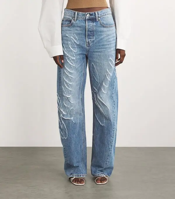 SALE alexanderwang バルーンジーンズ　レディース　 23 Alexander Wang Blow Up Crystal Logo Balloon Leg Jeans | Nordstrom