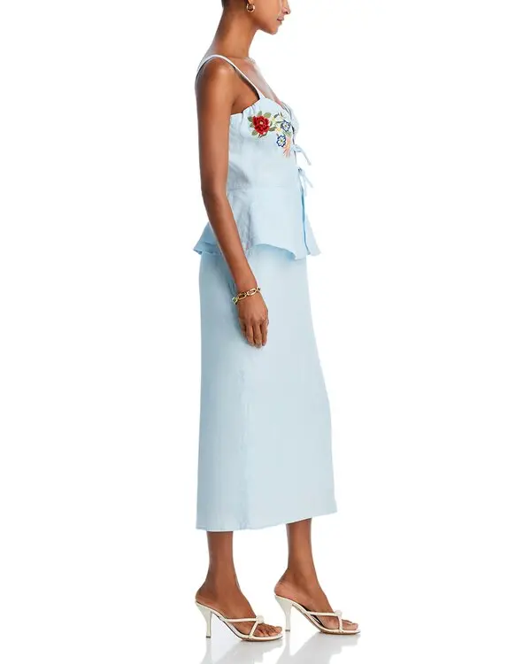 Fanm Mon Mireille Linen Dress In Light Lagoon - 87% Off | Editorialist