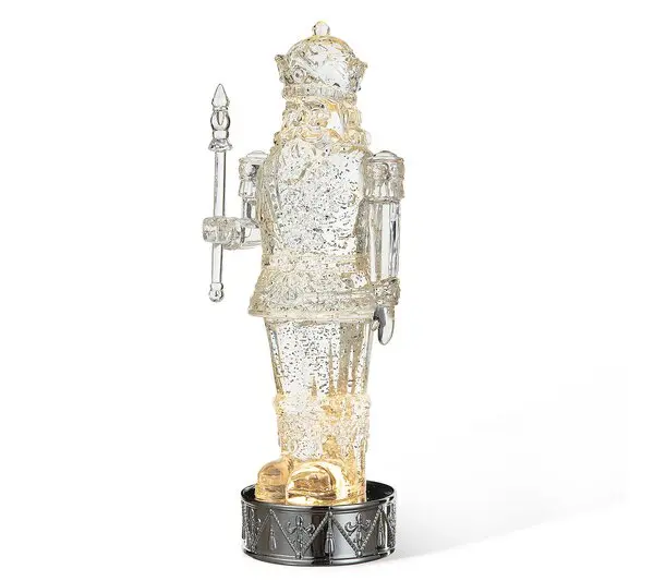 GLITZHOME 12' Lighted Crystaline Nutcracker Fig Ure Snow Globe - One-color