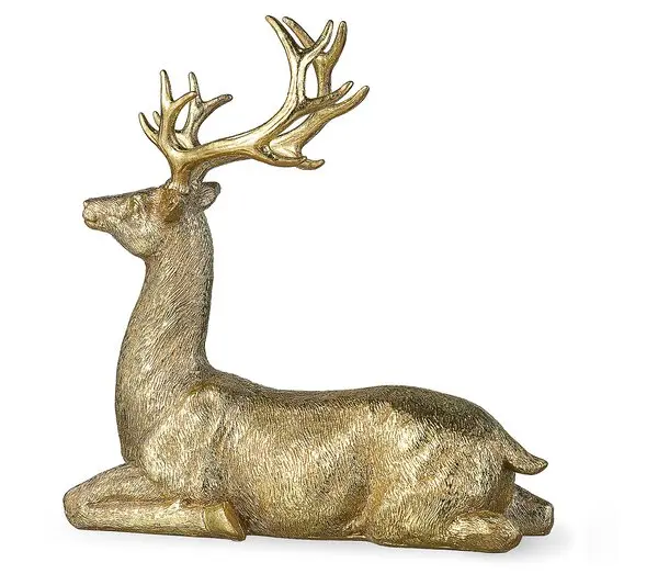 GLITZHOME 11' Resin Christmas Sitting Reindeertable Decor - One-color