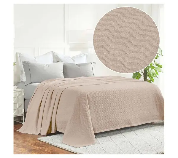 SUPERIOR Jena Cotton Texture Chevron Woven Blan Et,full/queen - One-color