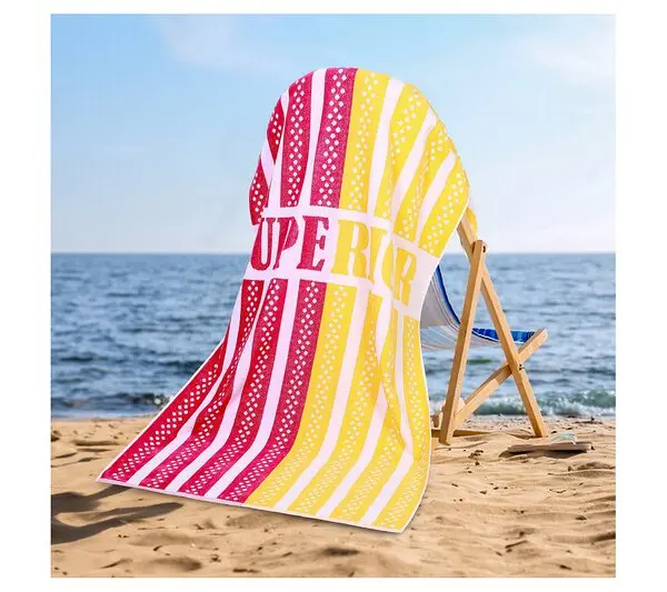 SUPERIOR Striped Cotton Oversized Beach Towel - One-color