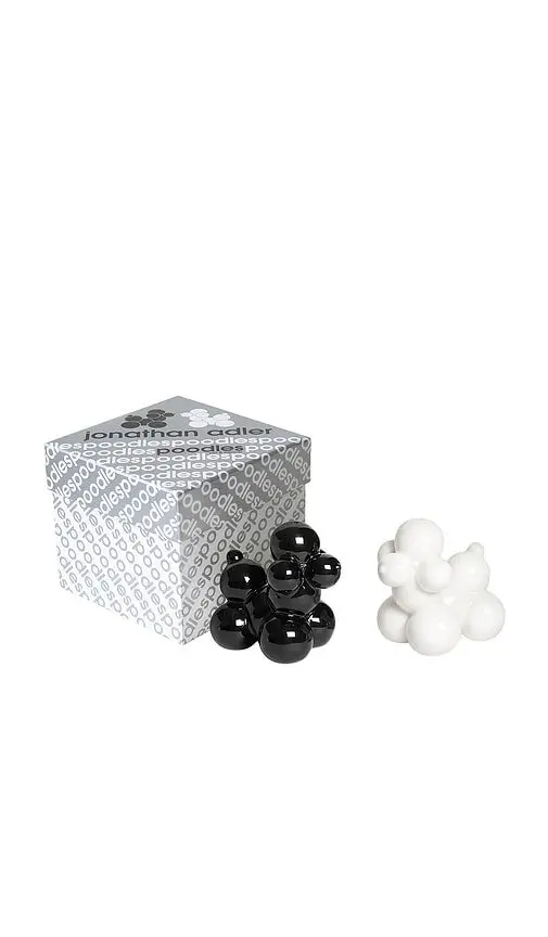 Jonathan Adler Poodle Salt & Pepper Set In Black,white
