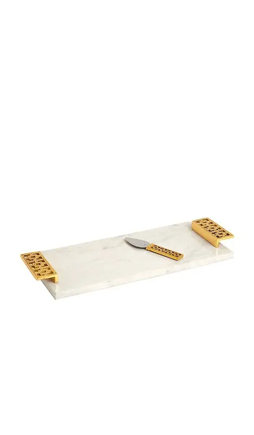 Jonathan Adler Nixon Cheese Board And Knife Set In Ivory