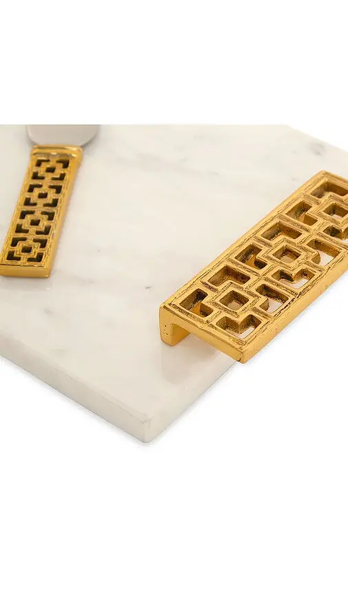 Jonathan Adler Nixon Cheese Board And Knife Set In Ivory