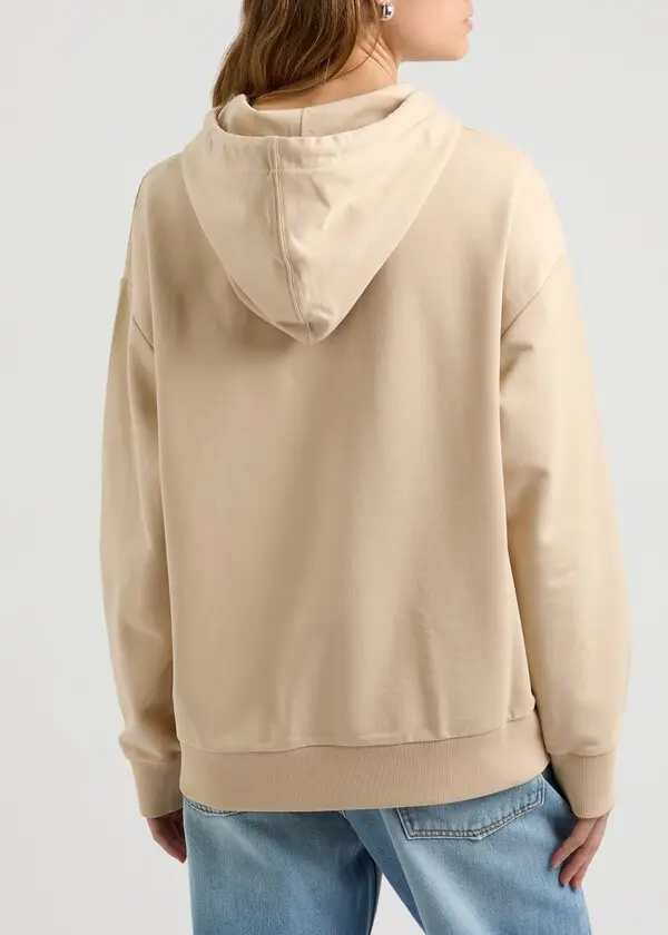 Moncler Logo Cotton Hoodie - Cream