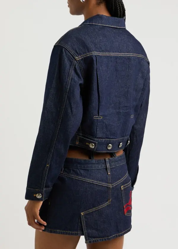 Vivienne Westwood Marlene Cropped Denim Jacket In Indigo - 50% Off