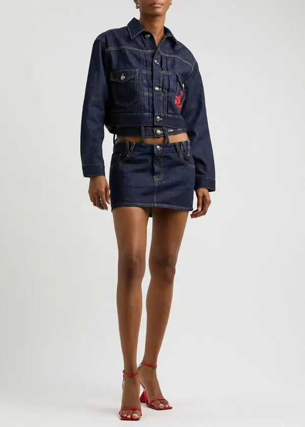 Vivienne Westwood Marlene Cropped Denim Jacket In Indigo - 50% Off