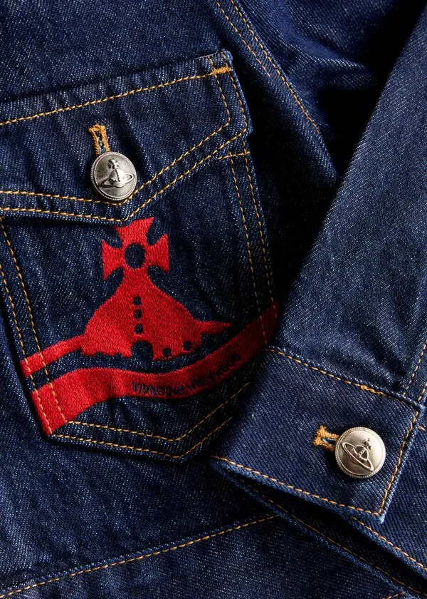 Vivienne Westwood Marlene Cropped Denim Jacket In Indigo - 50% Off