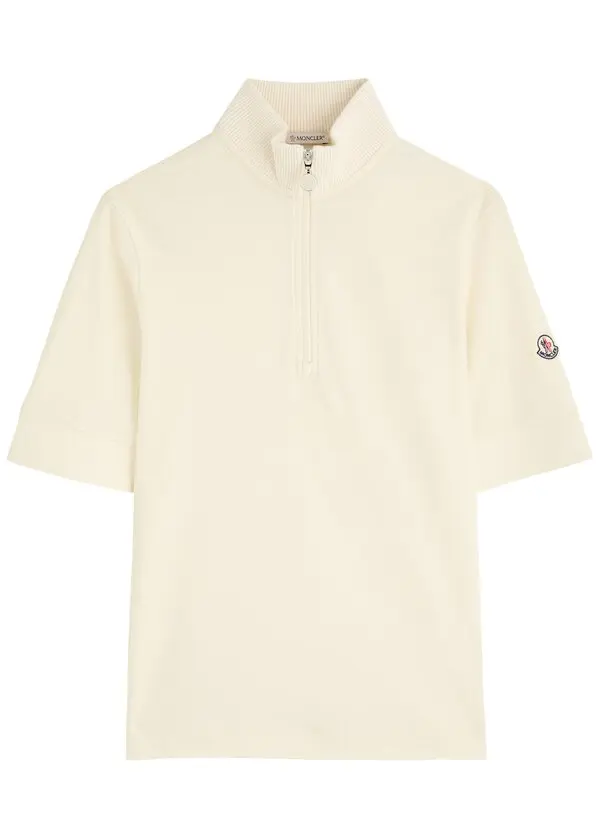 Moncler Half-zip Piqué T-shirt - Ivory