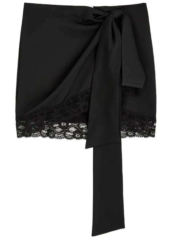 Blumarine Bow Lace-trimmed Satin Mini Skirt