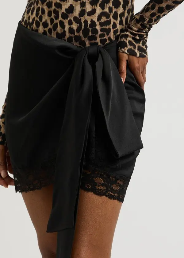 Blumarine Bow Lace-trimmed Satin Mini Skirt