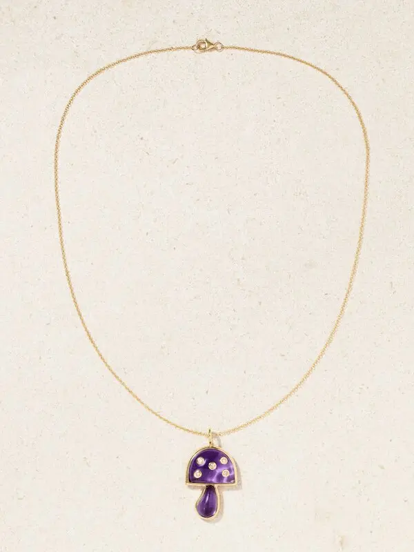 Brent Neale Small Magic Mushroom Amethyst And Diamond Necklace