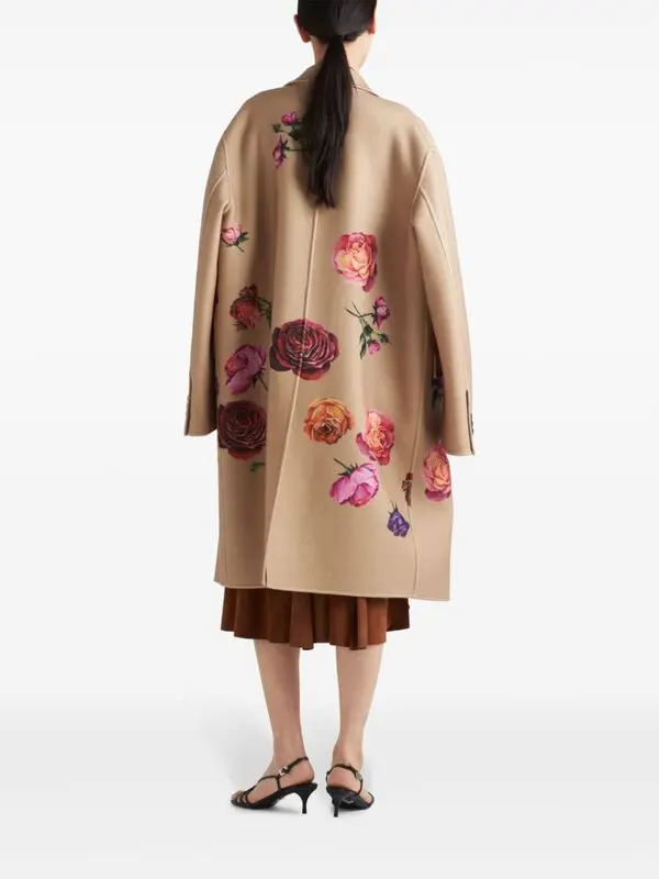 Prada Floral-print Cashmere Coat