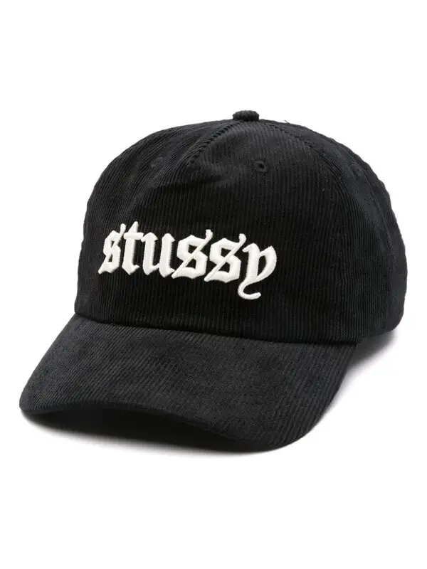 帽子 Stussy Mid-Depth Old English Snapback StüSsy Mid-Depth Old English Snapback Corduroy Cap - Black