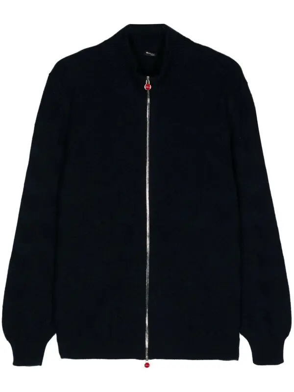 Kiton Chevron-knit Zip-up Cardigan