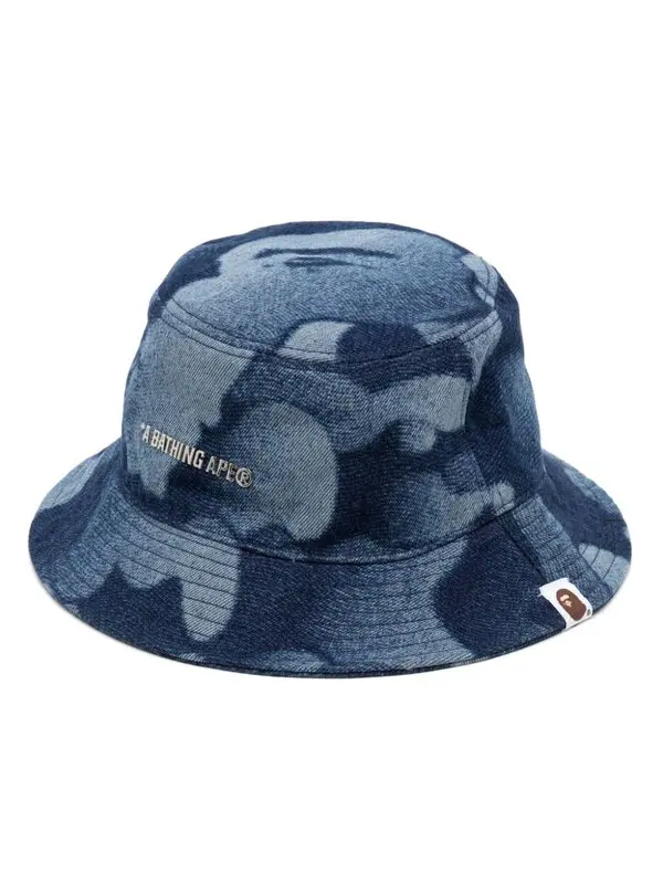 A BATHING APE® Logo-plaque Denim Bucket Hat - Blue