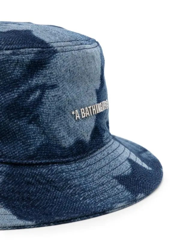 A BATHING APE Logo-plaque Denim Bucket Hat