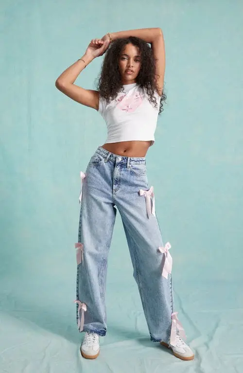 MISS SELFRIDGE Self Love Club Bow Graphic Baby Tee
