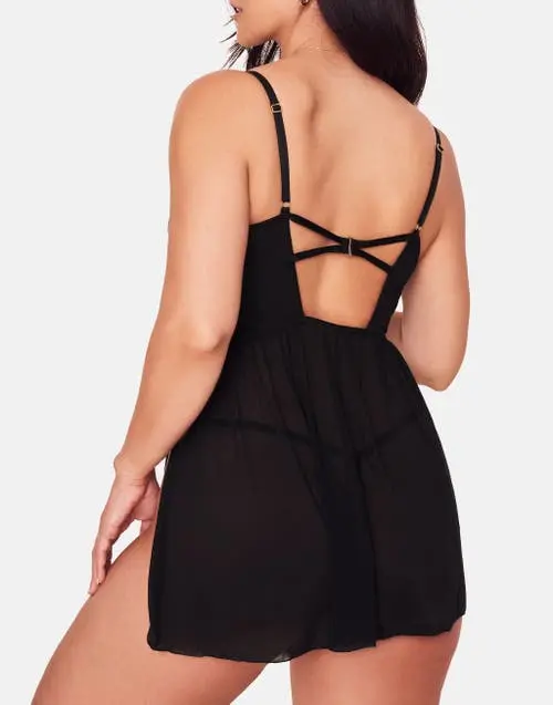 ADORE ME Rae Unlined Babydoll & G-string Set Lingerie - Charcoal