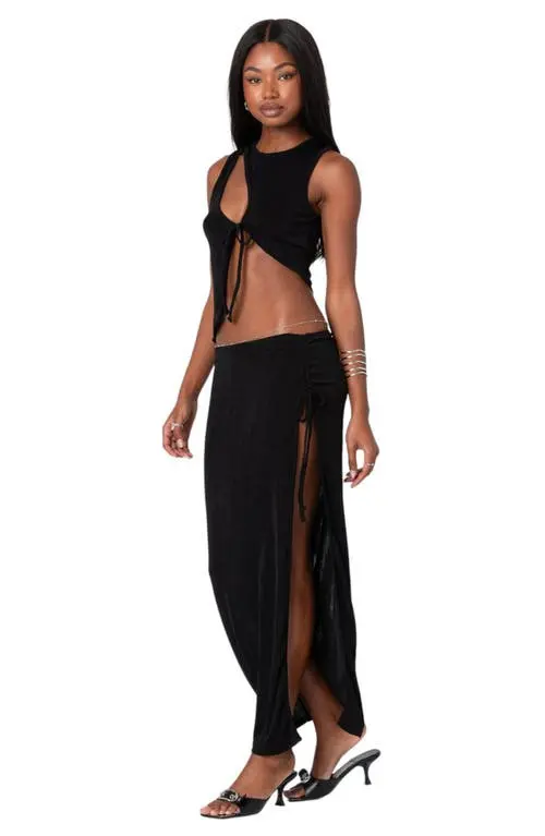 EDIKTED Goldie Slit Maxi Skirt