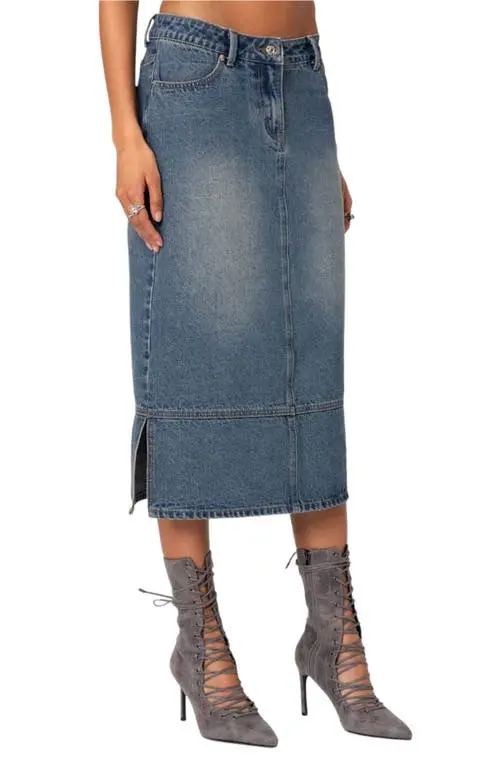 EDIKTED Lassy Denim Midi Skirt