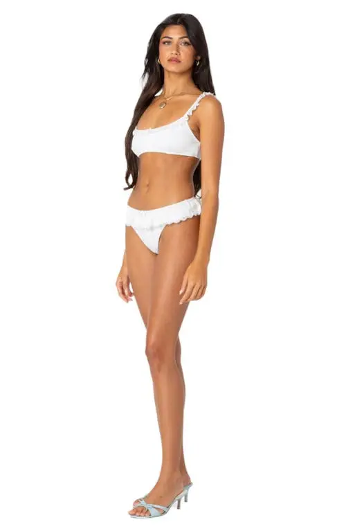 EDIKTED Ruffle Lace Trim Bikini Bottom