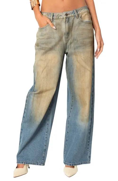 EDIKTED Muddy Wash Wide Leg Jeans