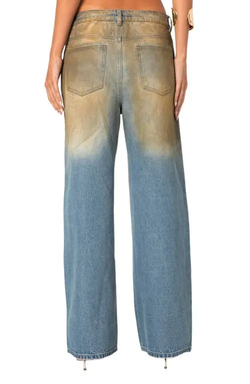 EDIKTED Muddy Wash Wide Leg Jeans