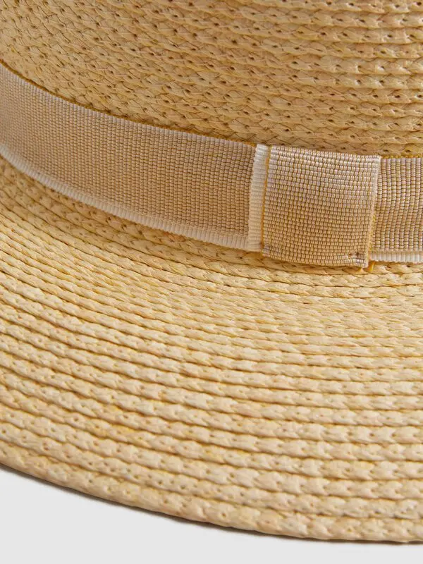 REISS Gracie Raffia Short Brim Sun Hat