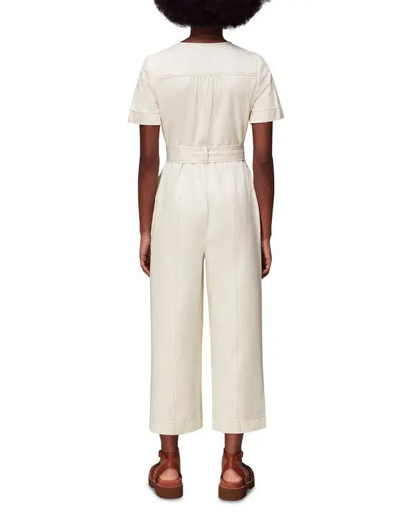 Whistles Zip Front Denim Jumpsuit - Ivory