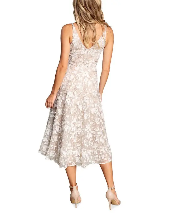 Dress The Population Elisa Embroidered Midi Dress - White/gold