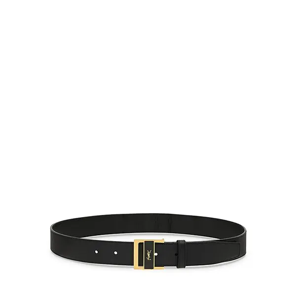 Saint Laurent Gio Box Leather Belt - Black