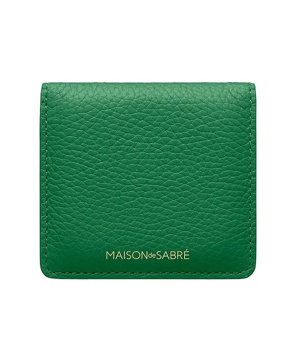 MAISON DE SABRE Leather Compact Mirror - Emerald Lily