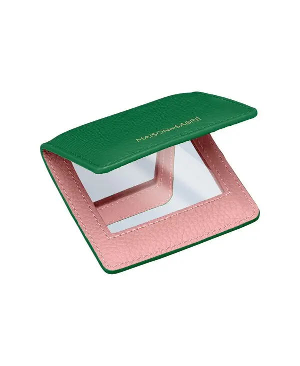 MAISON DE SABRE Leather Compact Mirror - Emerald Lily