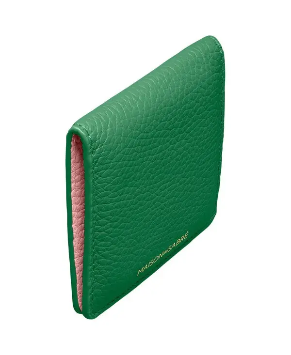 MAISON DE SABRE Leather Compact Mirror - Emerald Lily