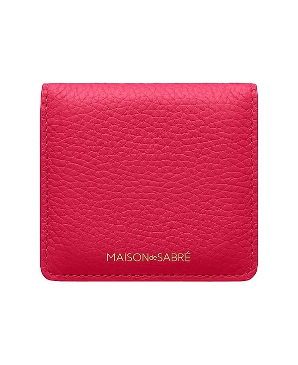 MAISON DE SABRE Leather Compact Mirror - Fuchsia Lavender