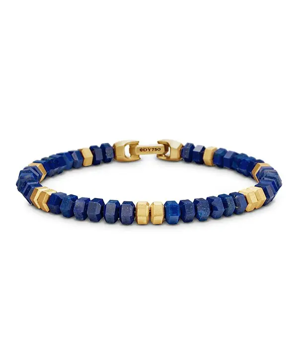David Yurman 18k Yellow Gold Spiritual Bead Bracelet - Lapis Lazuli/gold