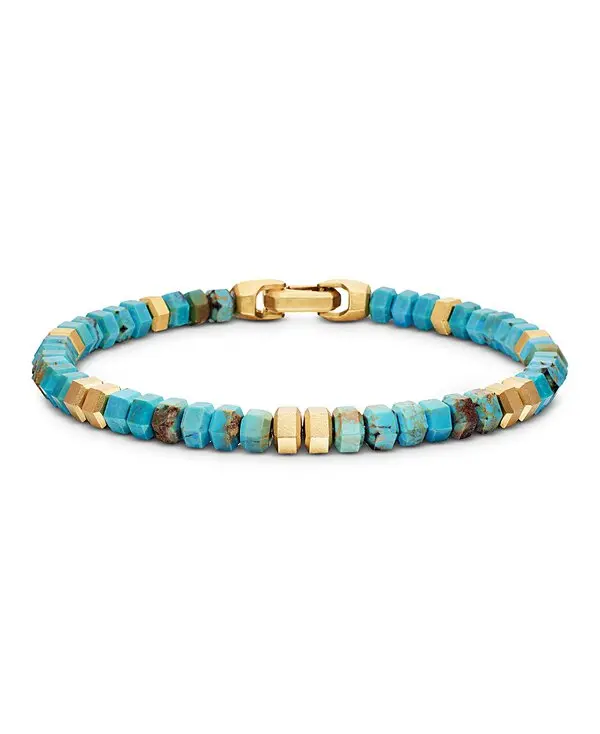 David Yurman 18k Yellow Gold Spiritual Bead Bracelet - Turquoise/gold