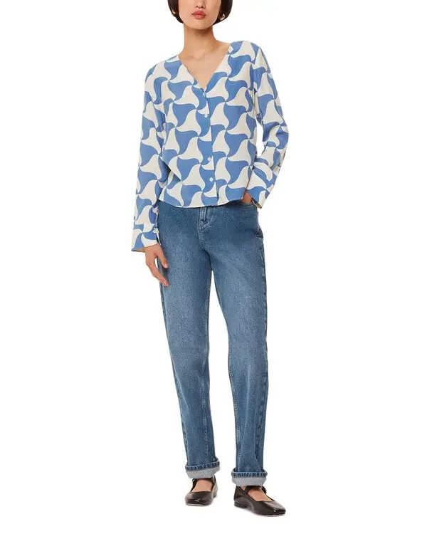 Whistles Printed V-neck Blouse