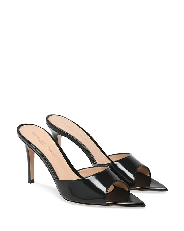 GIANVITO ROSSI Elle 85 Mules - Black Nappa Leather