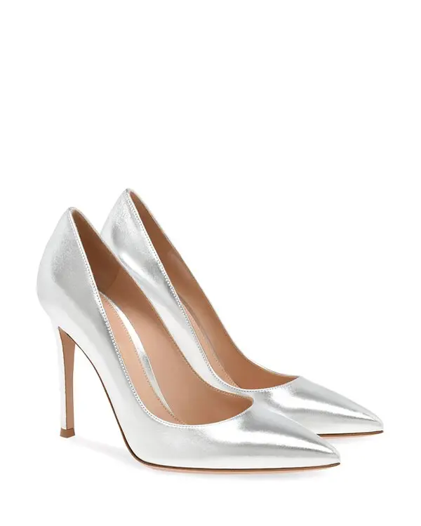 GIANVITO ROSSI 105 Pumps - Silver Nappa Leather