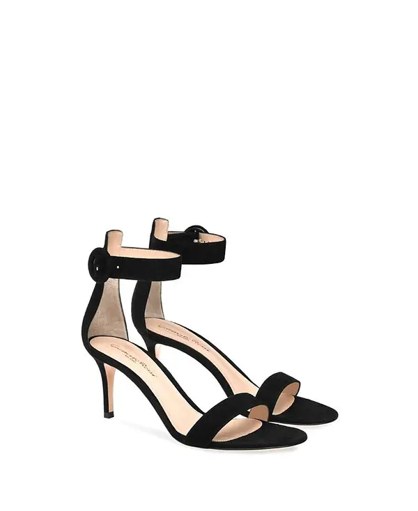 GIANVITO ROSSI Portofino 70 Sandals - Black Suede