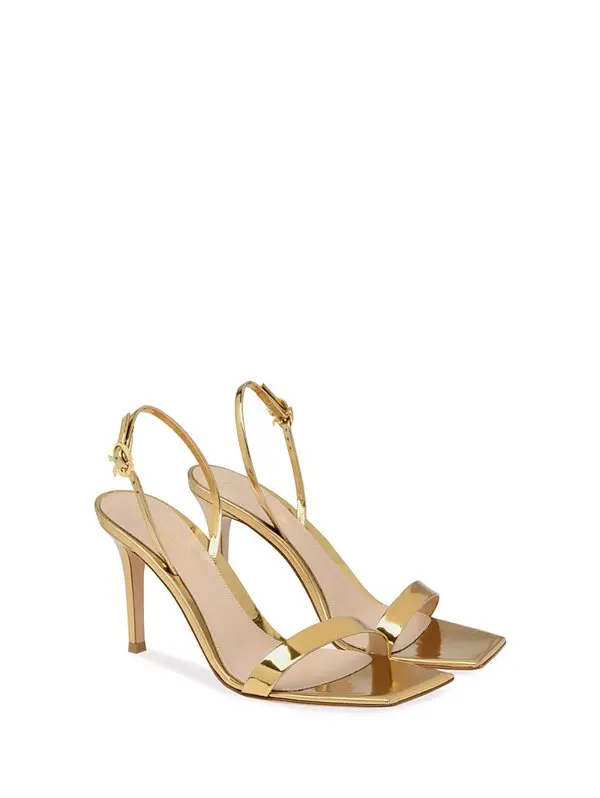 GIANVITO ROSSI Ribbon Stiletto 85 Sandals - Gold Tone