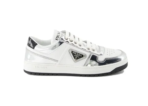 Prada Downtown Low-top Sneakers - White/metallic Silver