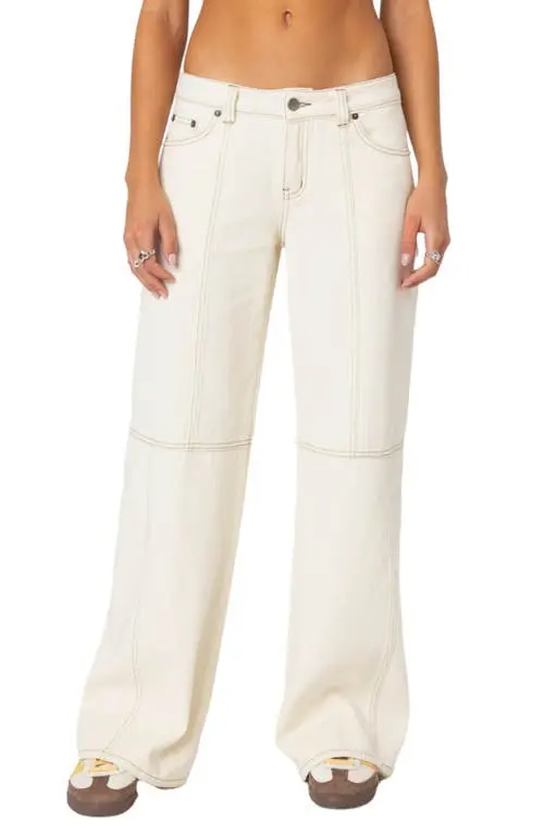 EDIKTED Contrast Stitch Wide Leg Jeans